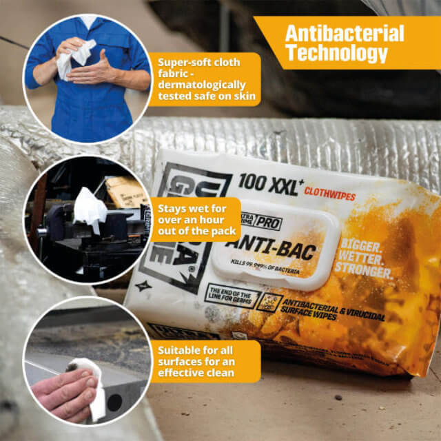 5930 UltraGrime PRO 100 XXL Anti-Bac Cleaning Cloth Wipes